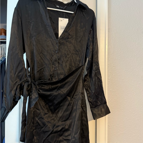 Zara | Dresses | Zara Midnight Black Wrap Dress | Poshmark
